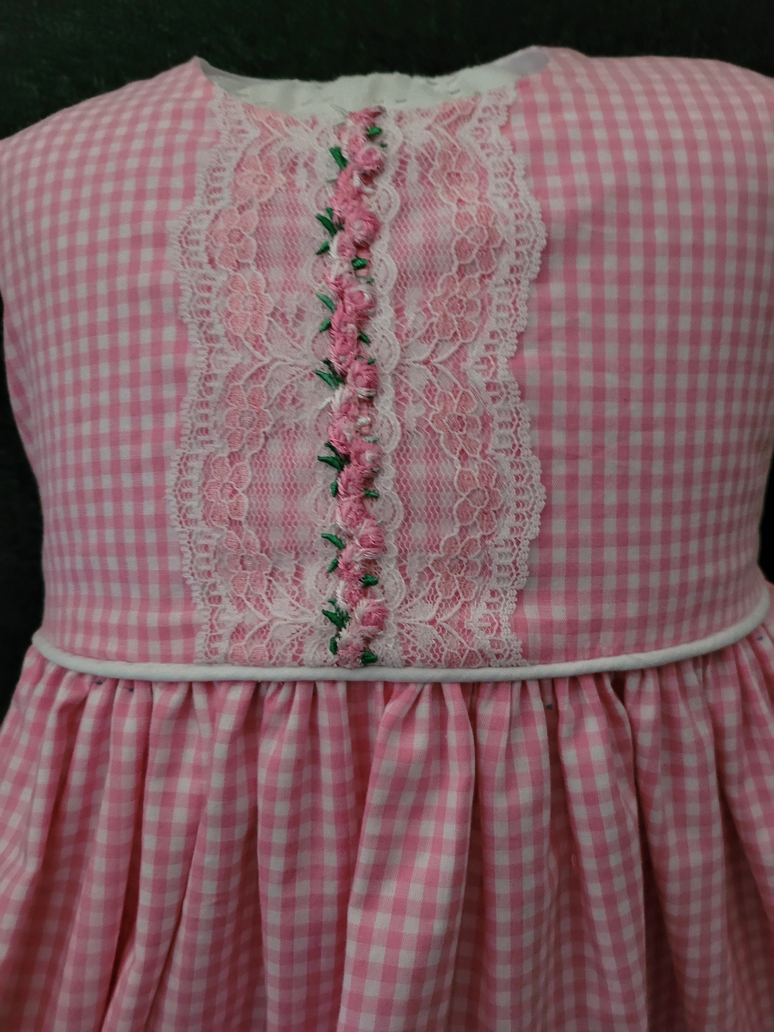 Pink Gingham With White Lace and Trim Detail - Etsy