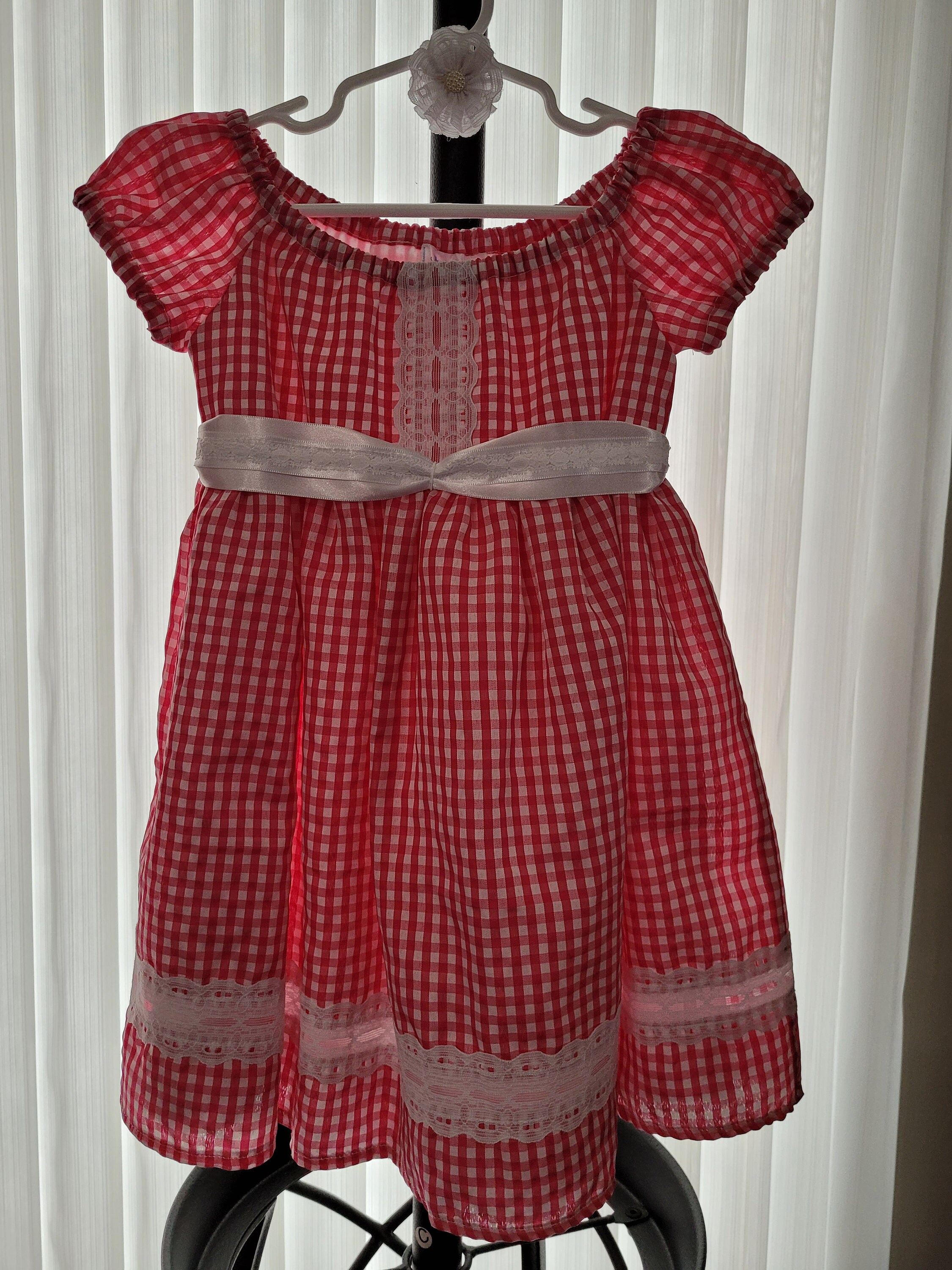 Pink Gingham With White Lace Embellishment - Etsy