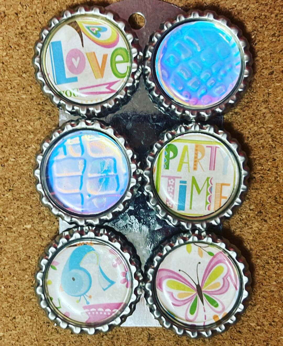 Set of 6 Bottle Cap Magnets, Girly Bottle Cap Magnets, Magnets, Fun ...