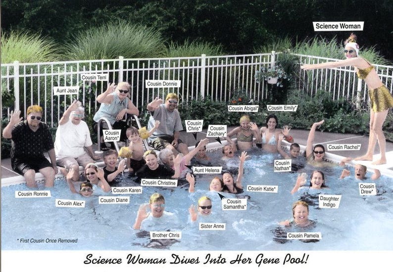 5 Postcards - Science Woman Dives Into Her Gene Pool - Etsy