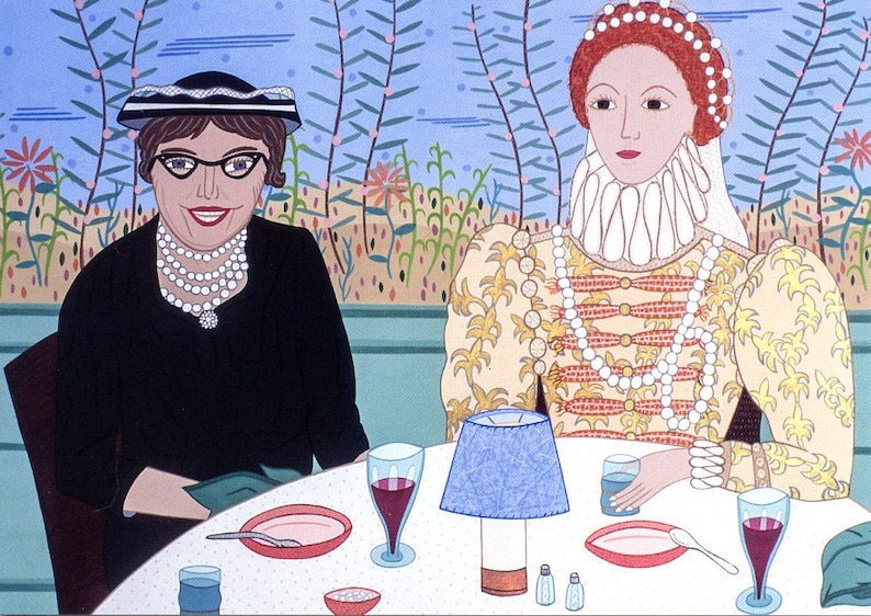 5 Cartes postales - Jeanette Rankin et Queen Elizabeth 1st Dine at the ...