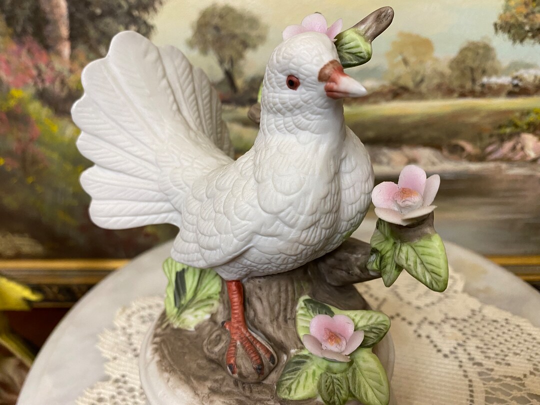 Porcelain Dove Bird Music Box Plays Brahms Lullaby 1985 - Etsy