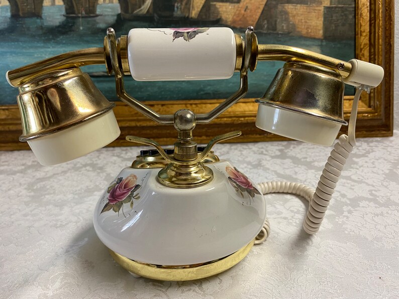 Vintage French Style Porcelain Telephone With a Rose Floral - Etsy