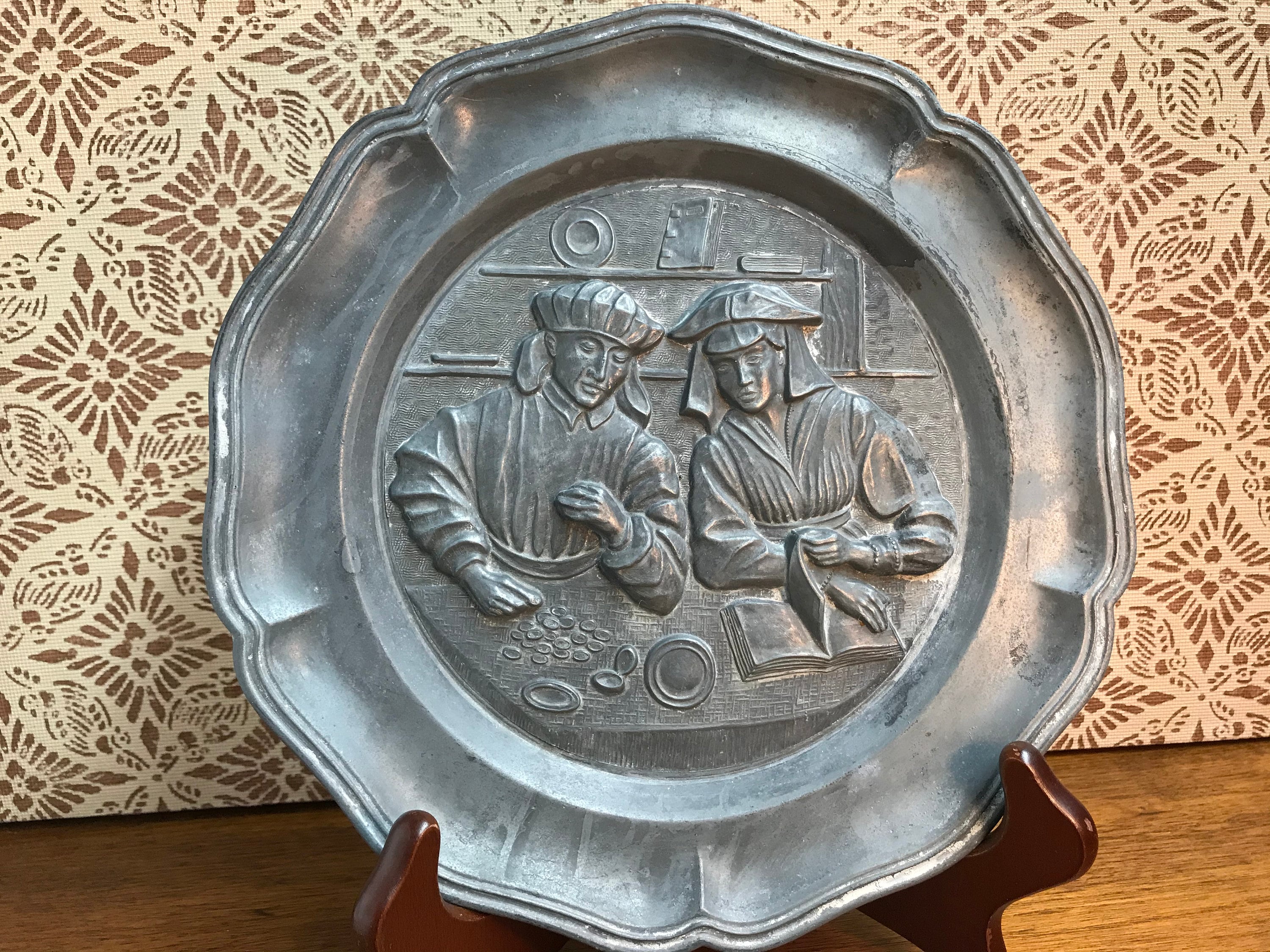 Vintage Dutch Pewter Plate With 3D Design - Etsy