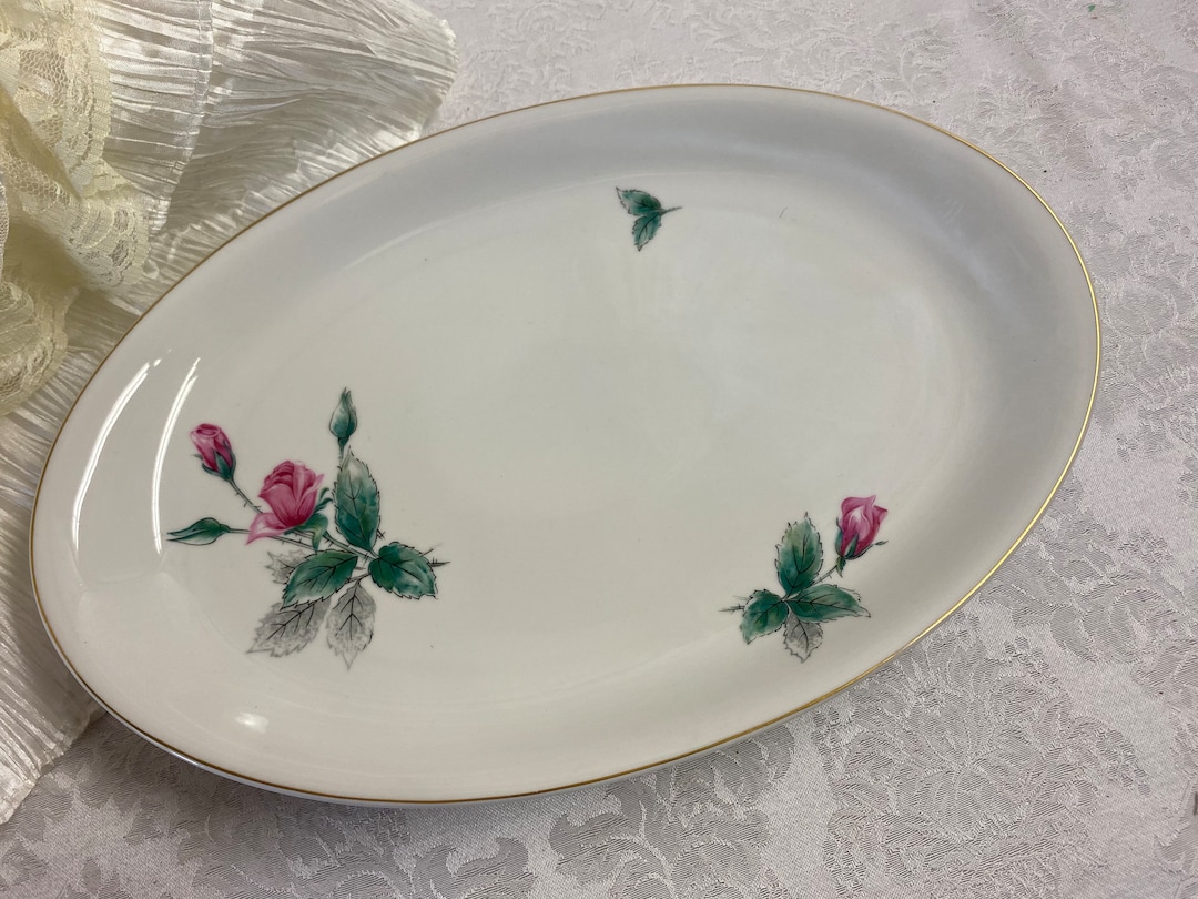 Oval 13" Moss Rose Platter Rosenthal Selb-plossberg Bavaria-germany - Etsy