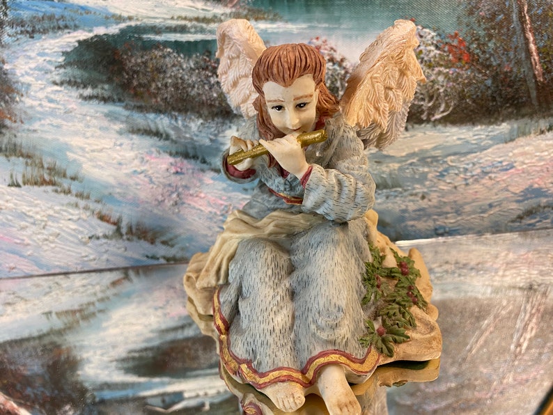 Angel Figurine Playing Flute Cast Resin by International Resourcing ...