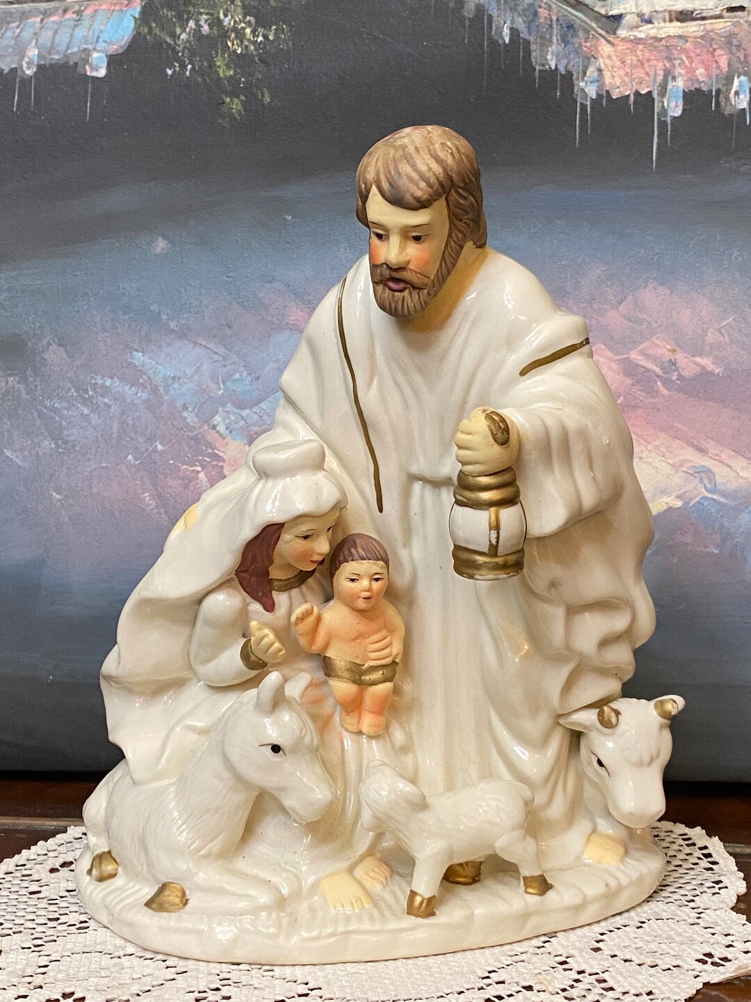 One Piece Porcelain Nativity Scene Hand Painted - Etsy