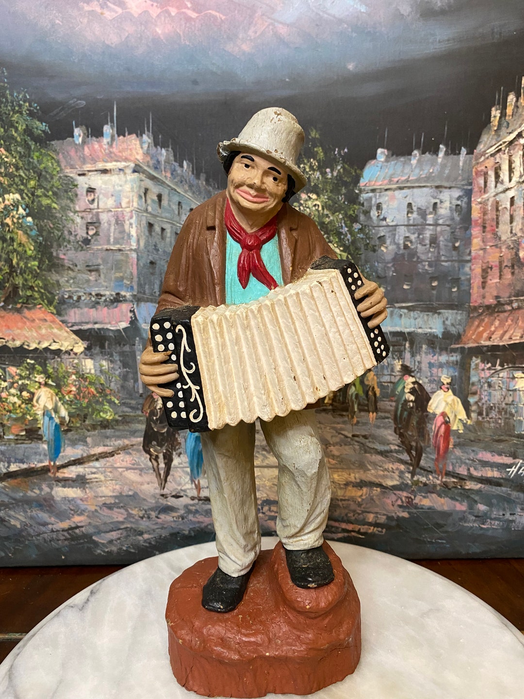 Basque Carved Wood Man Playing Accordion Basque-ware Pyrenees Mountains ...