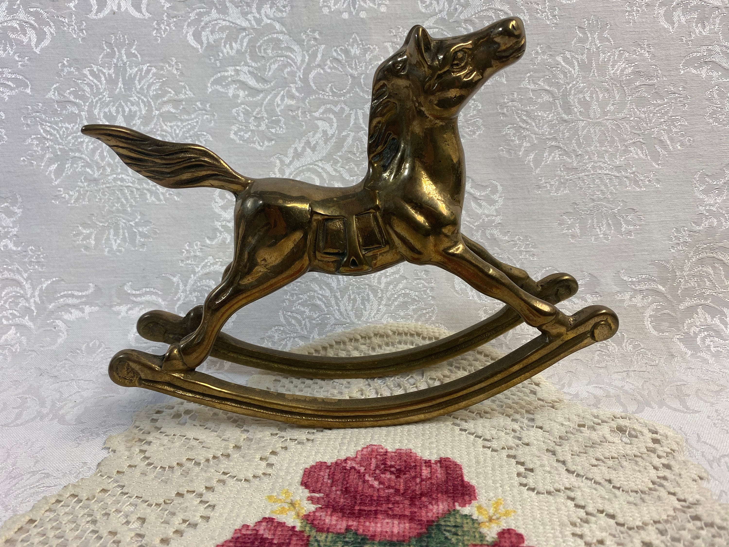 Brass Rocking Horse Figurine | Etsy