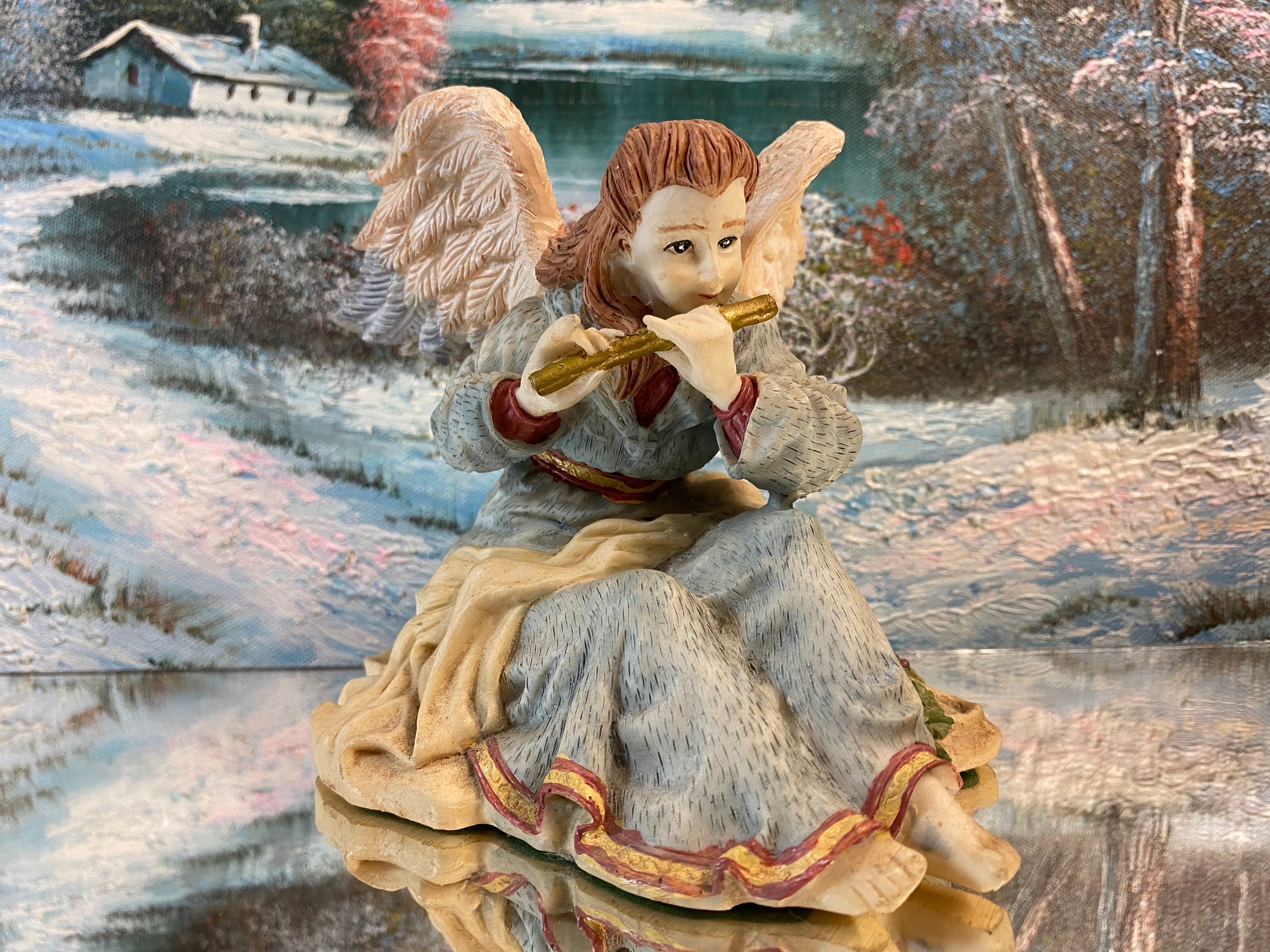 Angel Figurine Playing Flute Cast Resin by International Resourcing ...