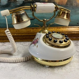 Vintage French Style Porcelain Telephone With a Rose Floral Design - Etsy