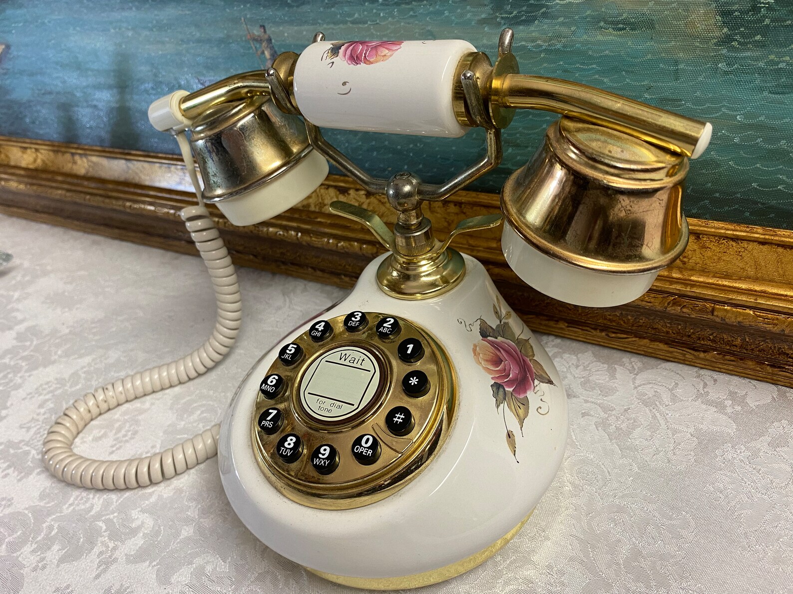 Vintage French Style Porcelain Telephone With a Rose Floral - Etsy