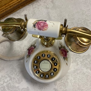 Vintage French Style Porcelain Telephone With a Rose Floral Design - Etsy