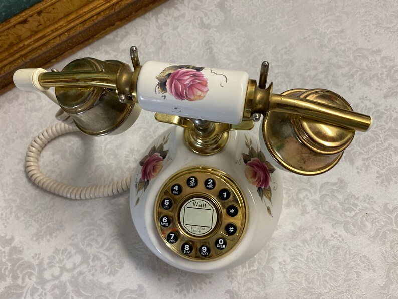 Vintage French Style Porcelain Telephone With a Rose Floral - Etsy