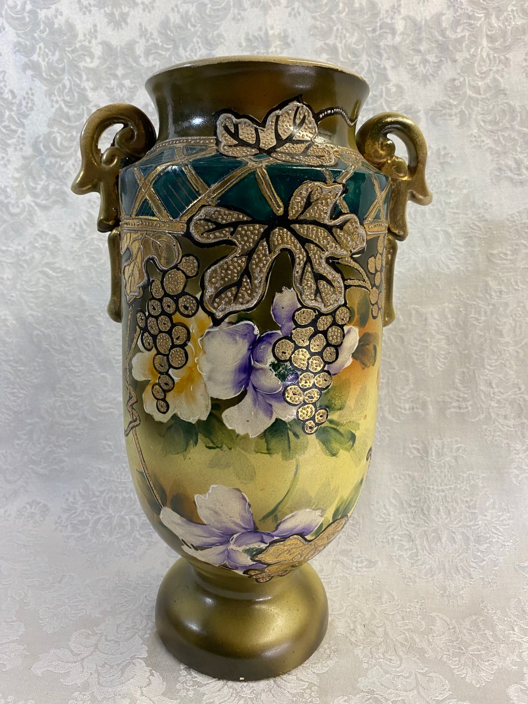 Antique Nippon 12 Inch Pottery Vase 19th Century Wheel Turned - Etsy