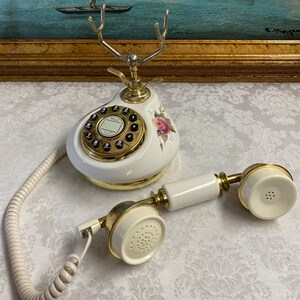 Vintage French Style Porcelain Telephone With a Rose Floral Design - Etsy