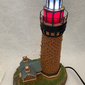 Lighthouse Night Light Lamp With Stained Glass - Etsy