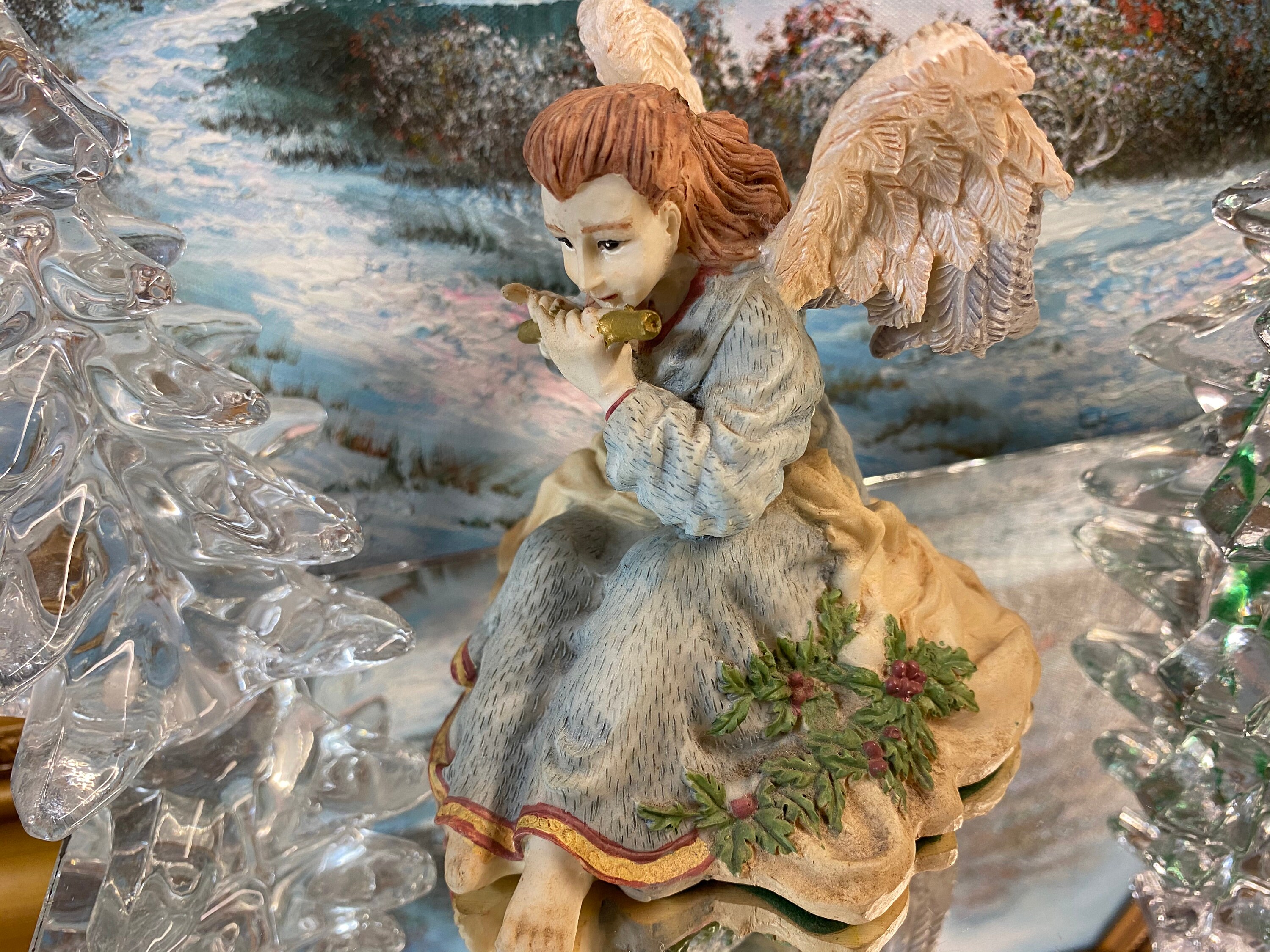 Angel Figurine Playing Flute Cast Resin by International Resourcing ...