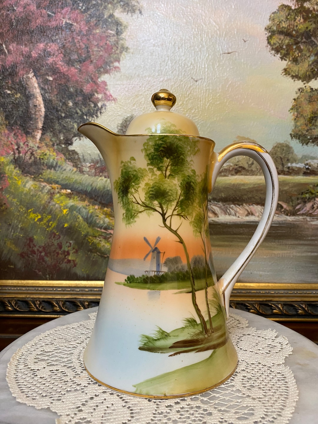 Antique Noritake Coffee Tea or Chocolate Pot With Hand Painted ...