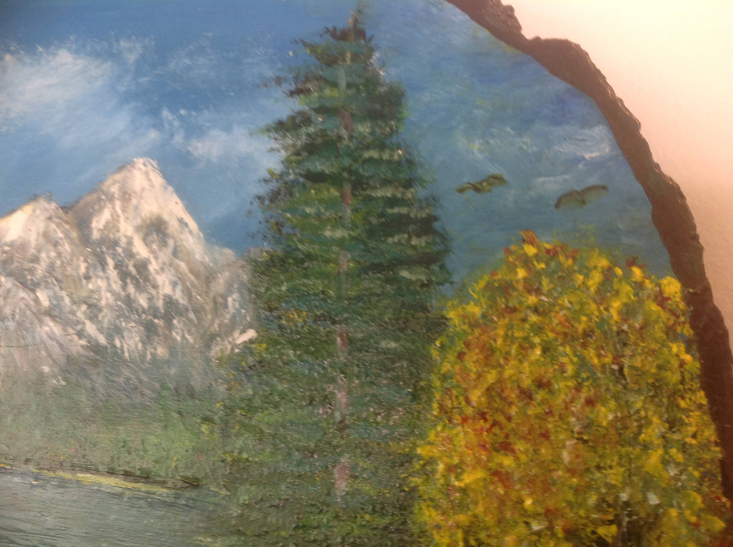 Vintage Landscape Oil Painting Tree Slice / Slab - Etsy