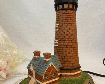 Vintage Stained Glass Lighthouse Table Lamp / Night Light / Tiffany ...