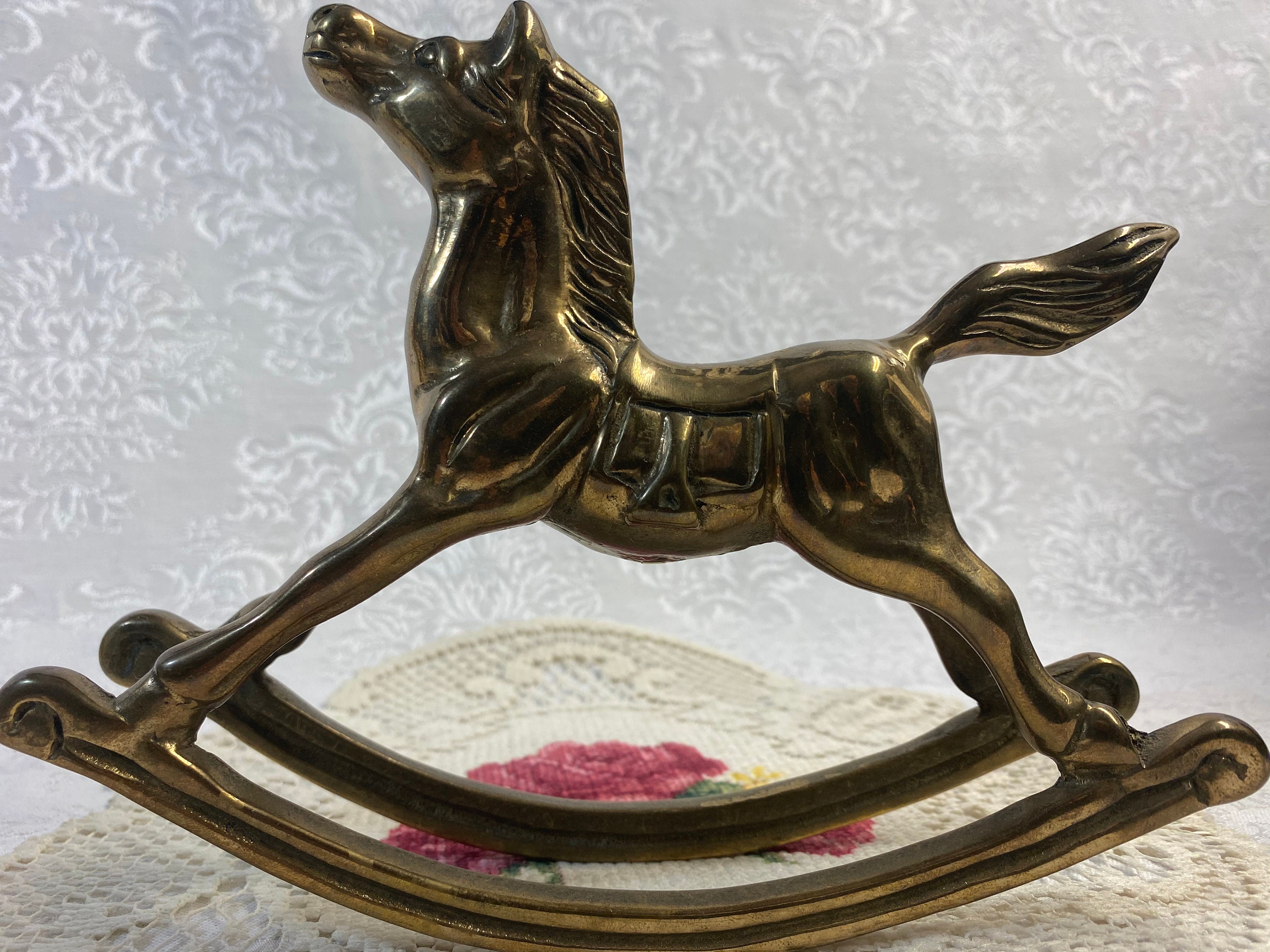 Brass Rocking Horse Figurine | Etsy