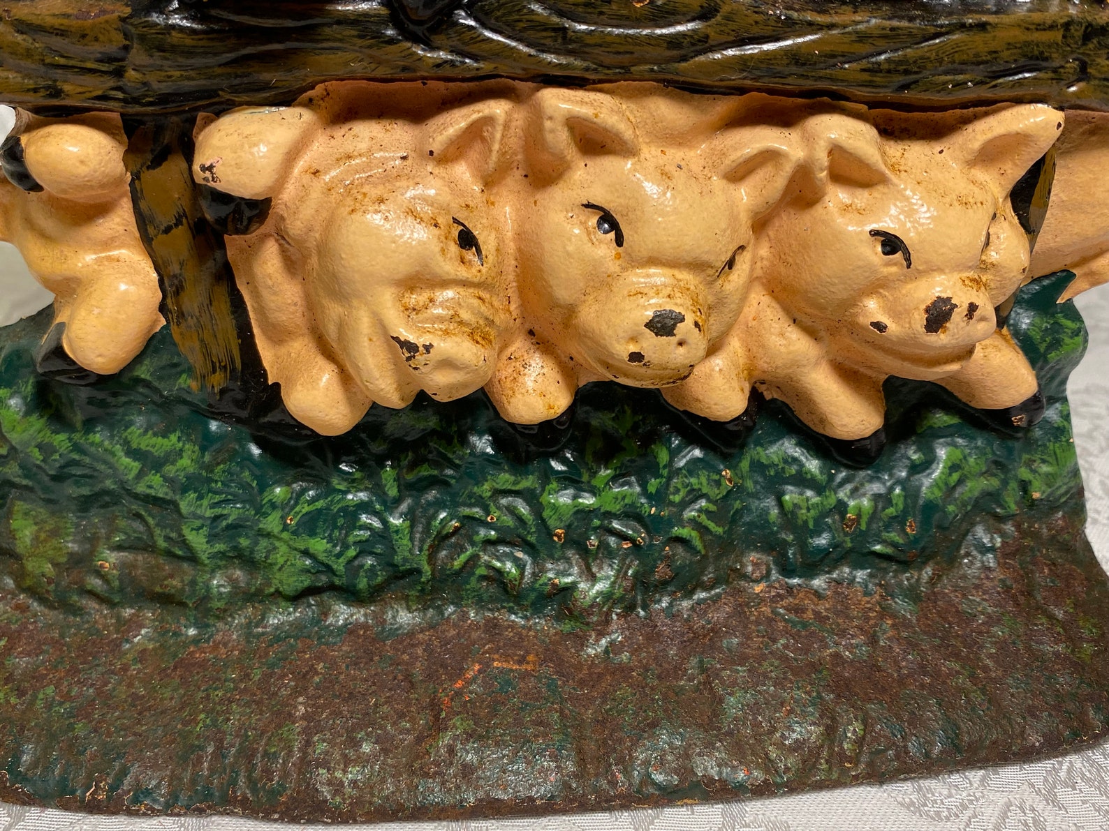 Vintage Cast Iron Door Stop Pigs Behind Fence - Etsy
