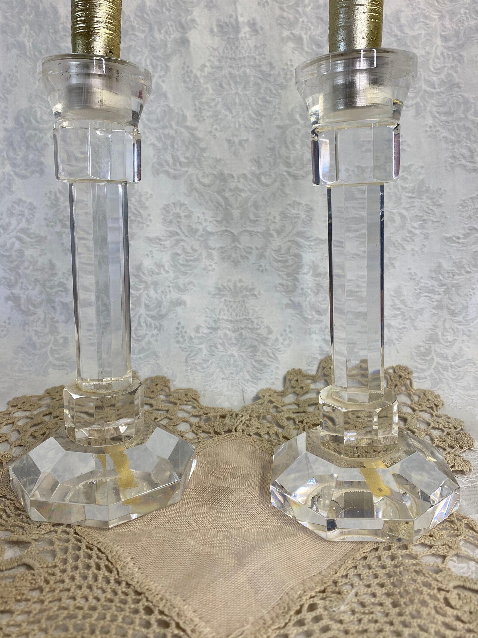 Pair of Lucite Candle Holders 8 Inch Octagonal by Two's Company - Etsy