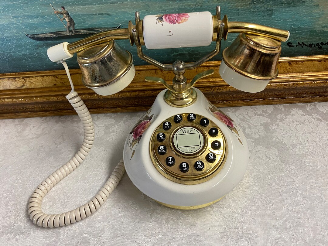 Vintage French Style Porcelain Telephone With a Rose Floral Design - Etsy