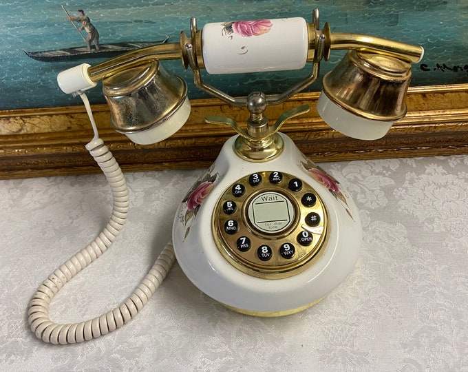Vintage French Style Porcelain Telephone With a Rose Floral Design - Etsy