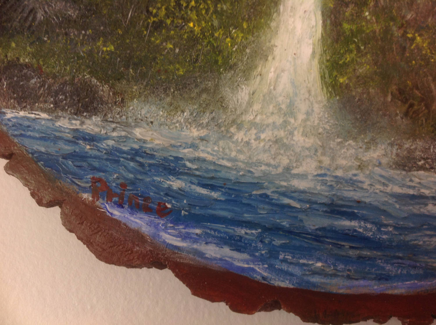 Vintage Landscape Oil Painting on Tree Slice / Slab - Etsy