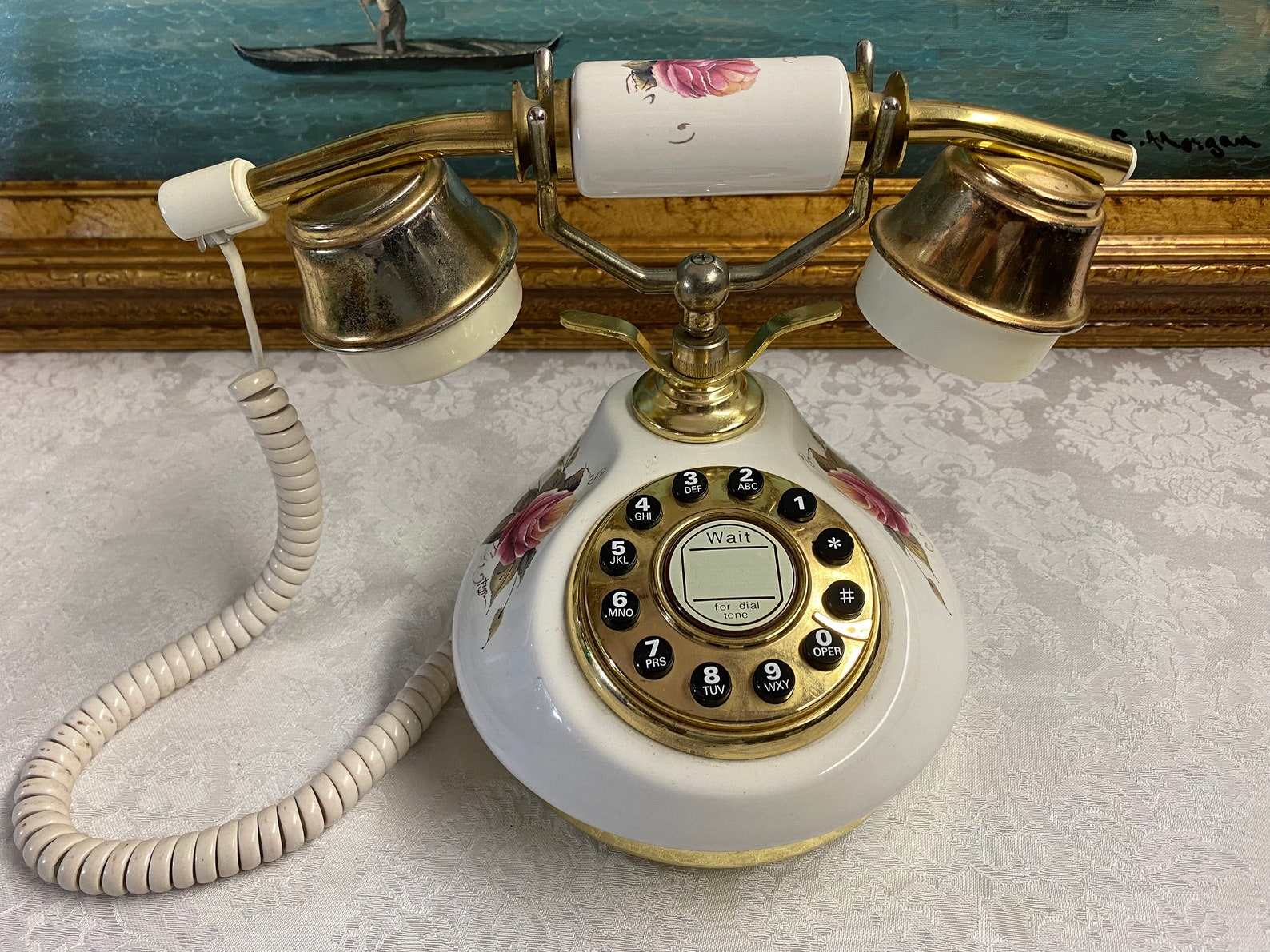 Vintage French Style Porcelain Telephone With a Rose Floral - Etsy