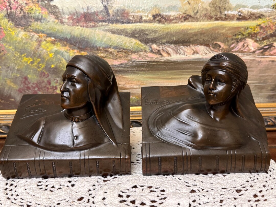 Dante and Beatrice Bronze Bookends by Jennings Brothers 1920s - Etsy