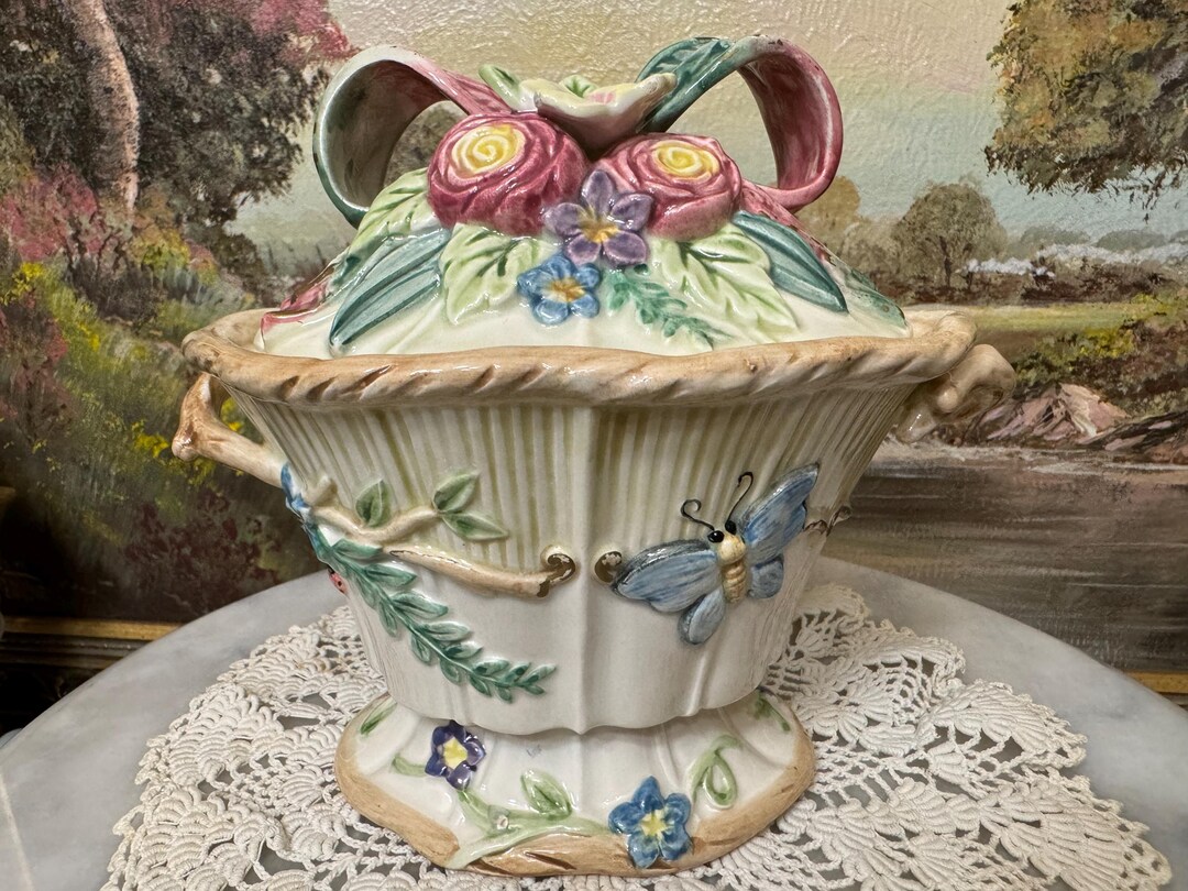 Vintage Fitz and Floyd Woodland Spring Lidded Candy Bowl Candy Box - Etsy