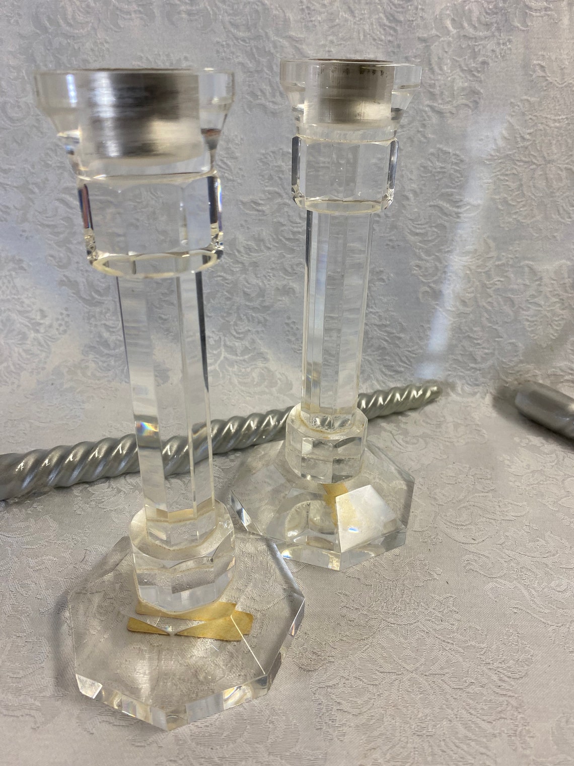 Pair of Lucite Candle Holders 8 Inch Octagonal by Two's Company - Etsy