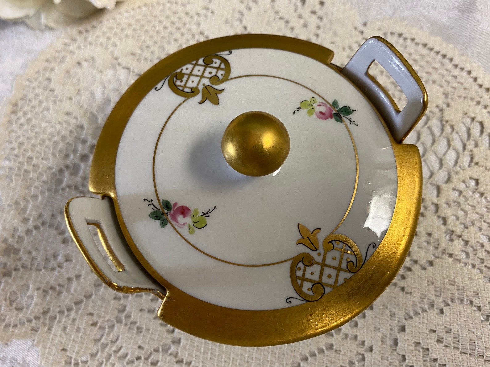 Antique Pickard Hand Painted Sugar Bowl With Floral Design - Etsy