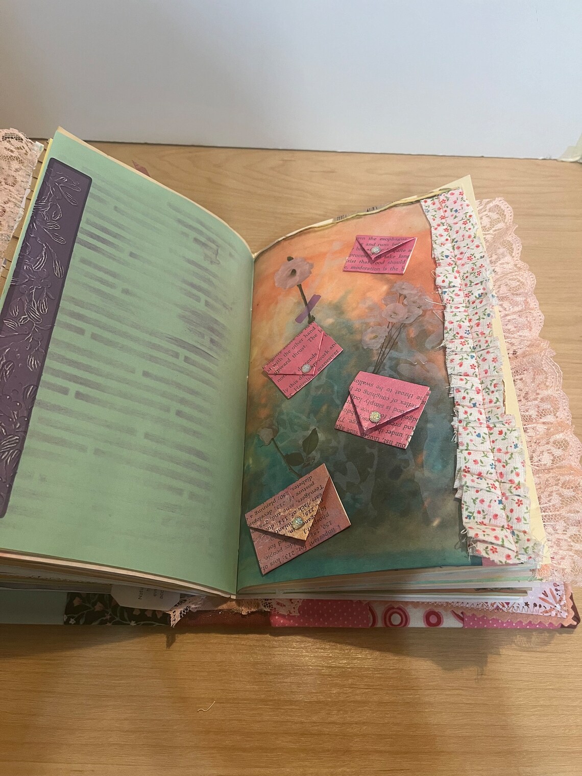Handmade Junk Journal, Quilt Covered, Very Lacy, Art Journal, Writing ...