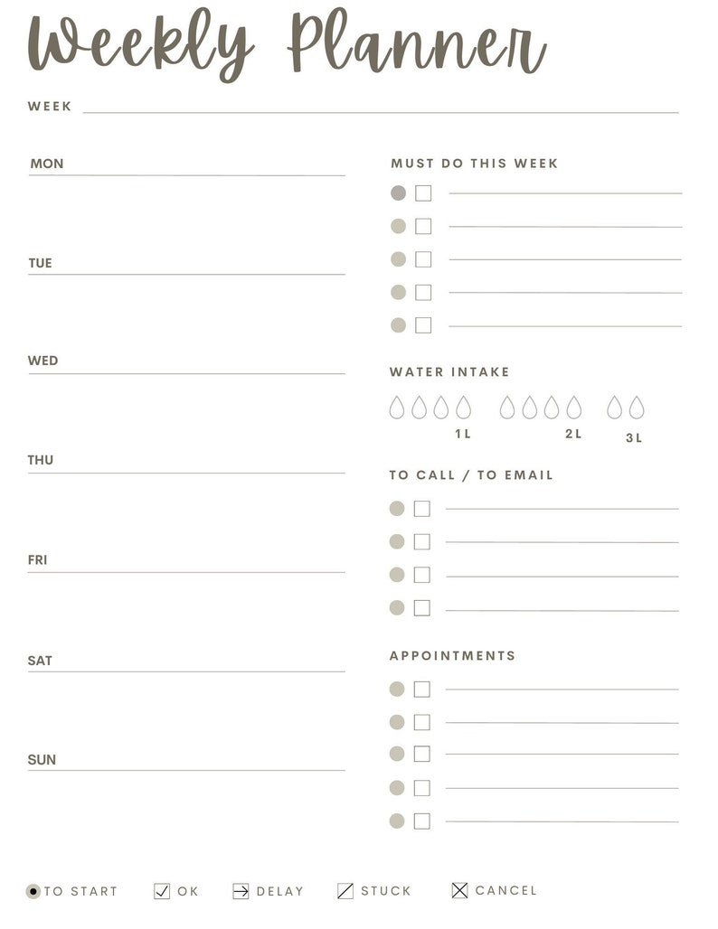 Weekly to Do List Printable, Instant Download, Minimalist Productivity ...