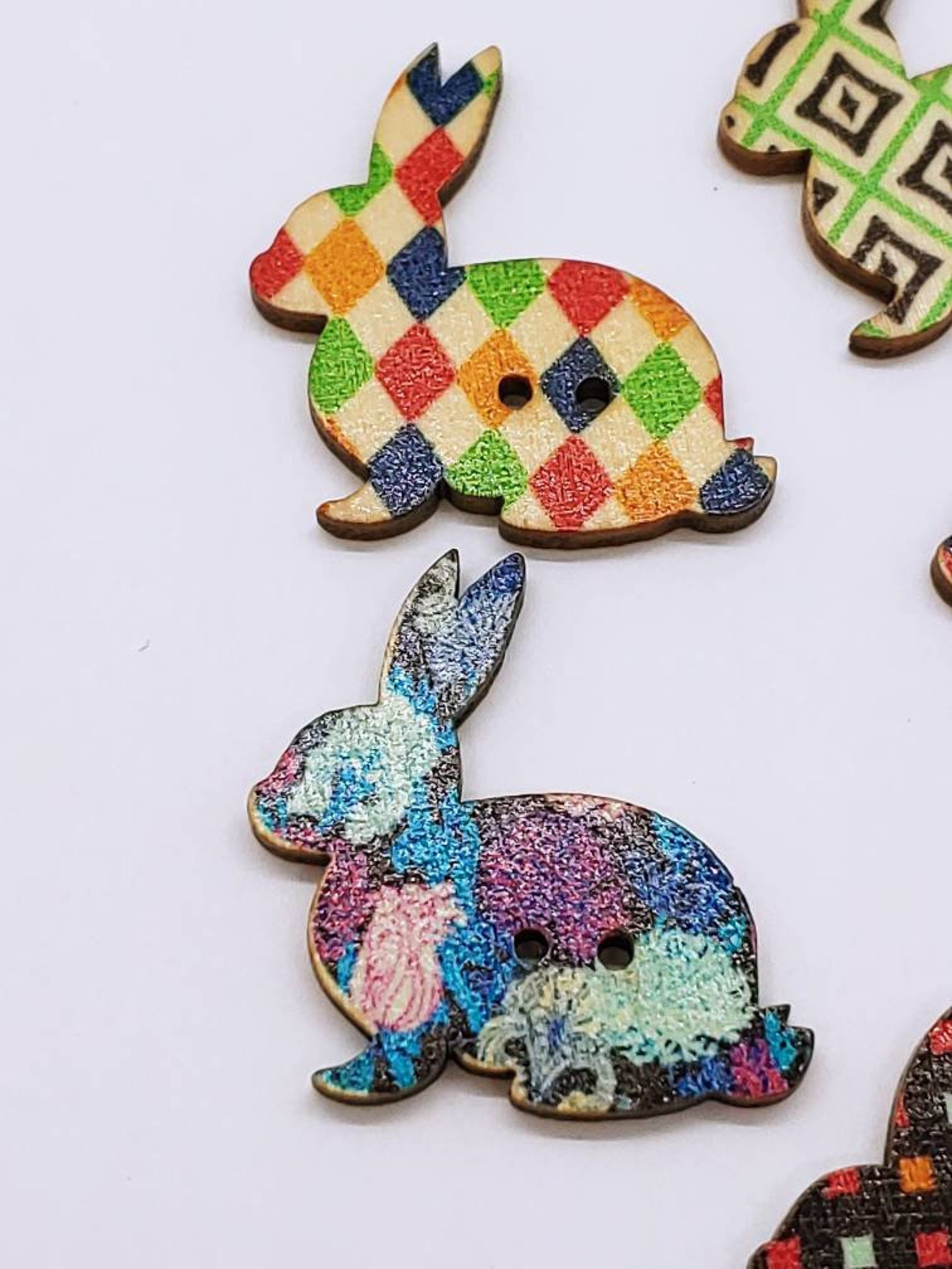 10 Bunny Buttons Assorted Wooden Rabbit Buttons Wood - Etsy UK