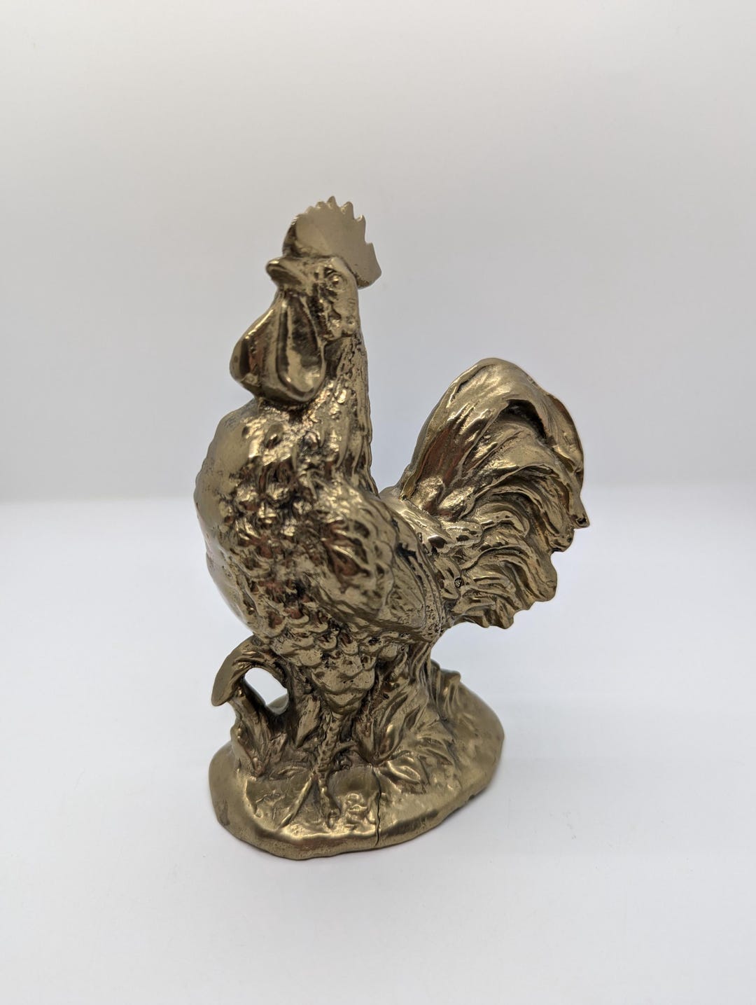 Vintage Heavyweight Solid Brass Rooster Statue - Etsy