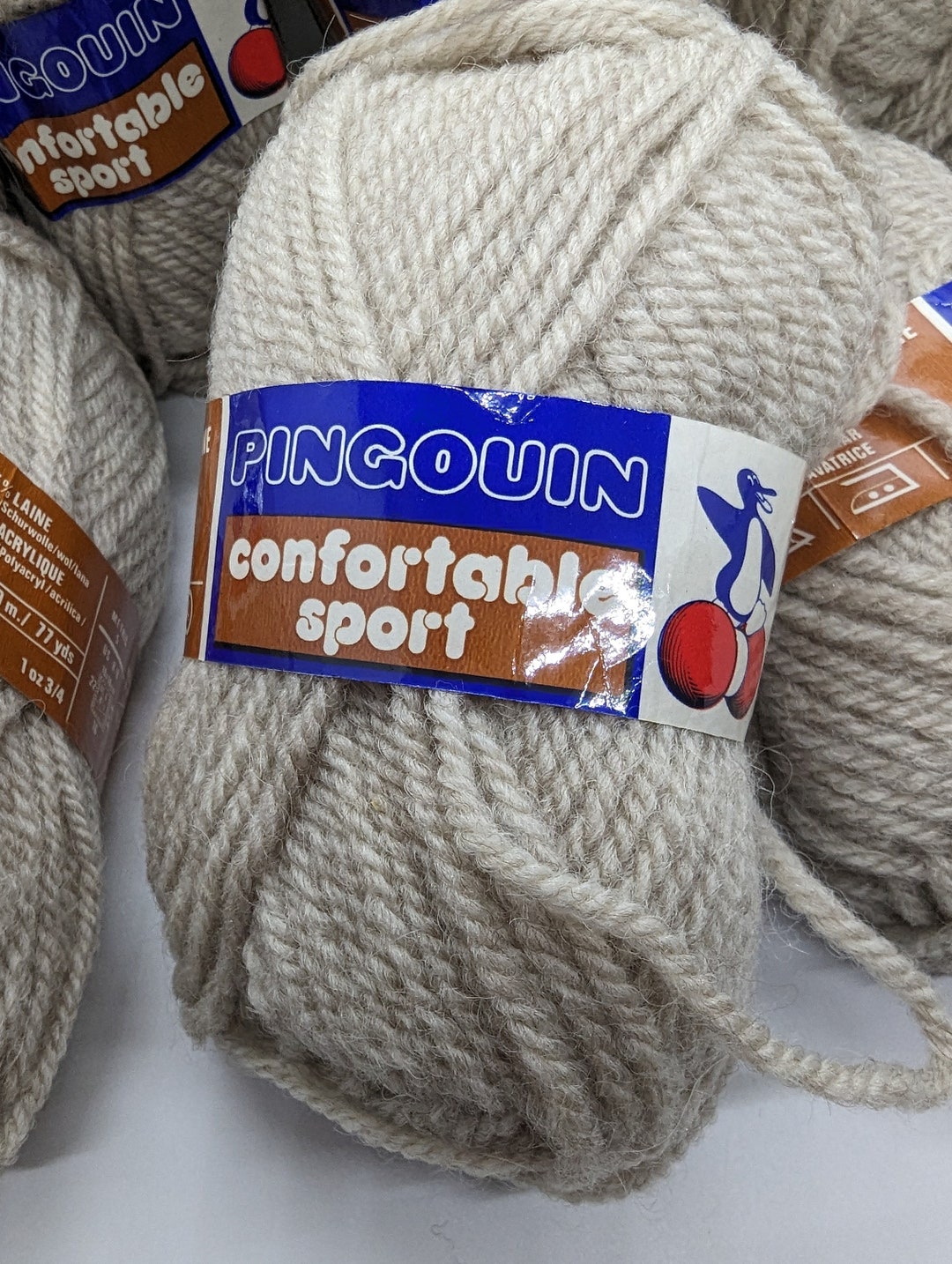 Vintage Pingouin Comfortable Sport Chunky Knit Wool Blend Yarn - 9 ...