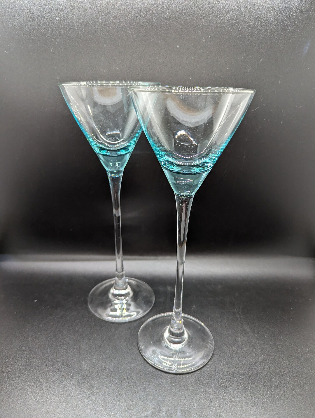 Long Stem Turquoise Wine Glasses With Clear Stems - Etsy