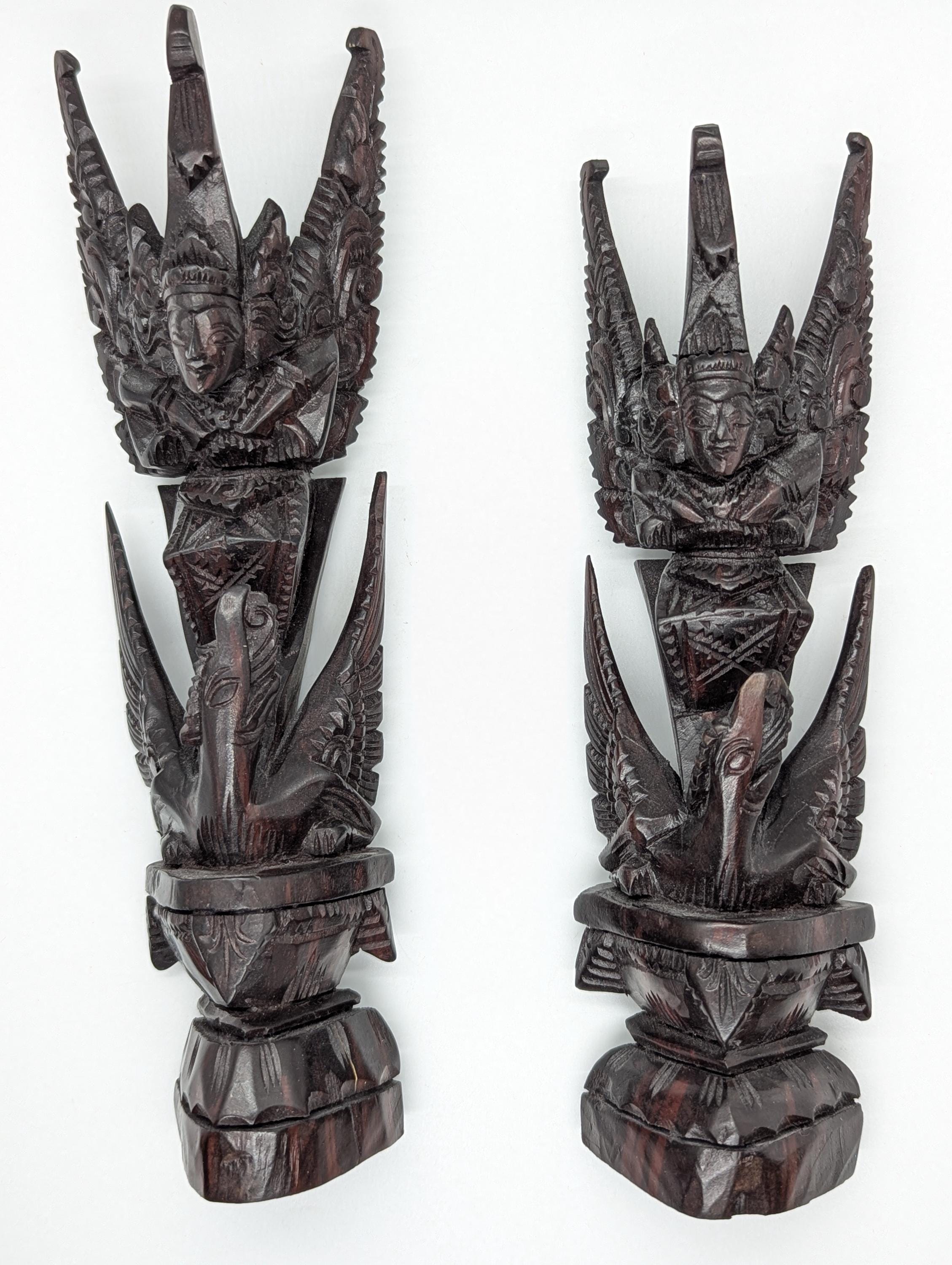 Vintage Carved Vishnu Statue Riding Bird Garuda - Etsy