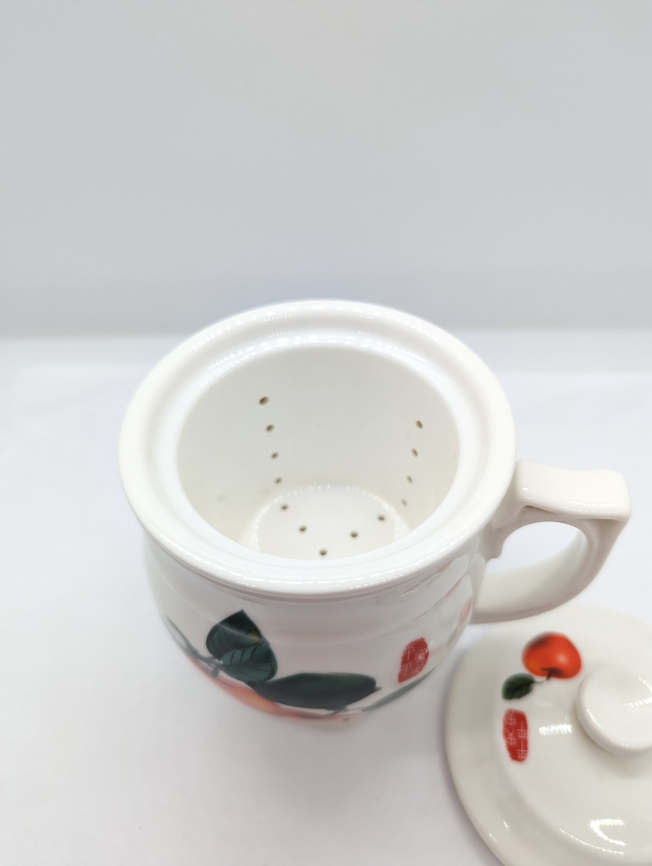 Colourful Red Apple Mug With Ceramic Strainer and Lid - Etsy