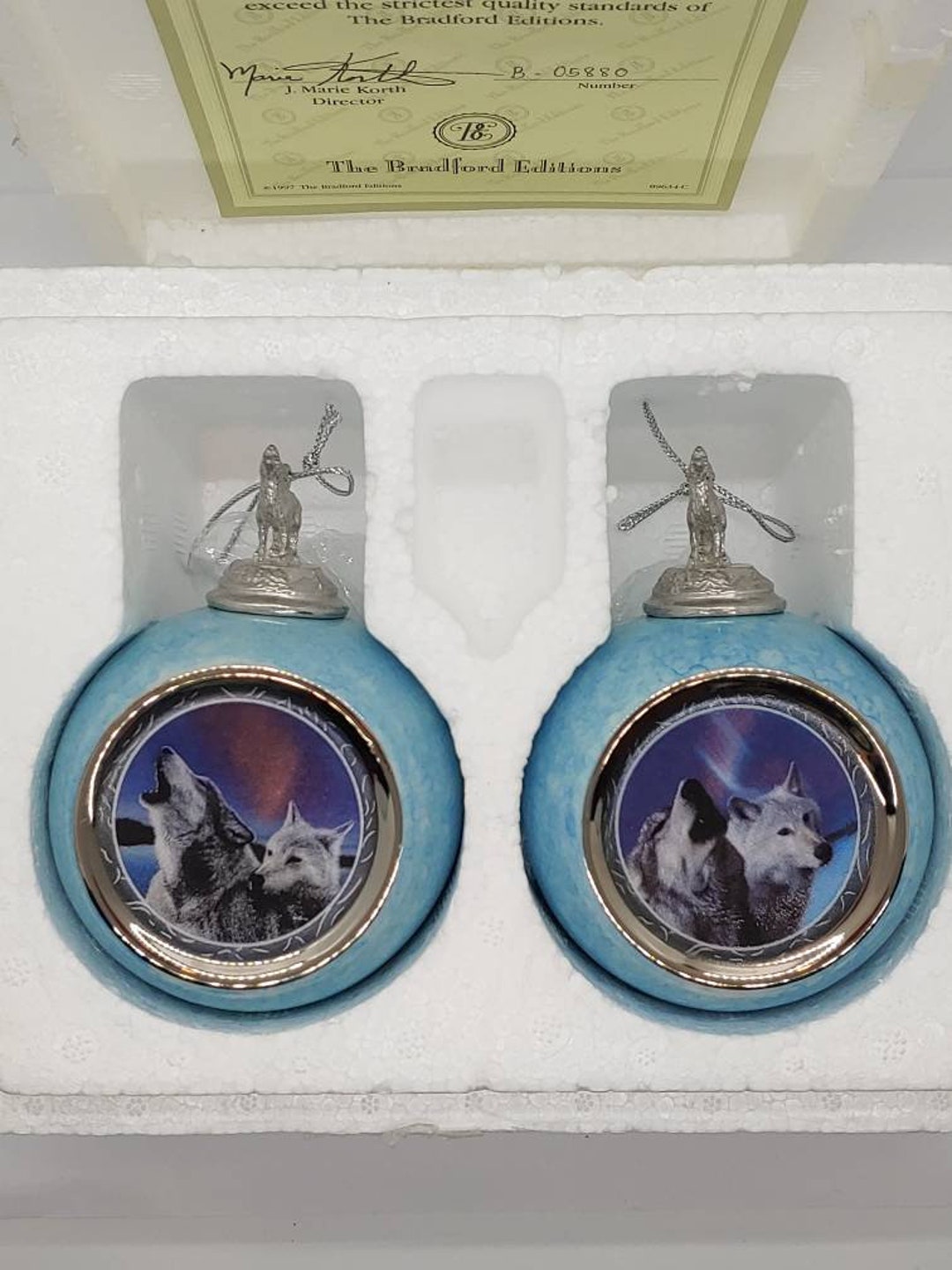 Bradford Editions Spirit of the Wilderness Wolf Ornaments - 4th Set in ...