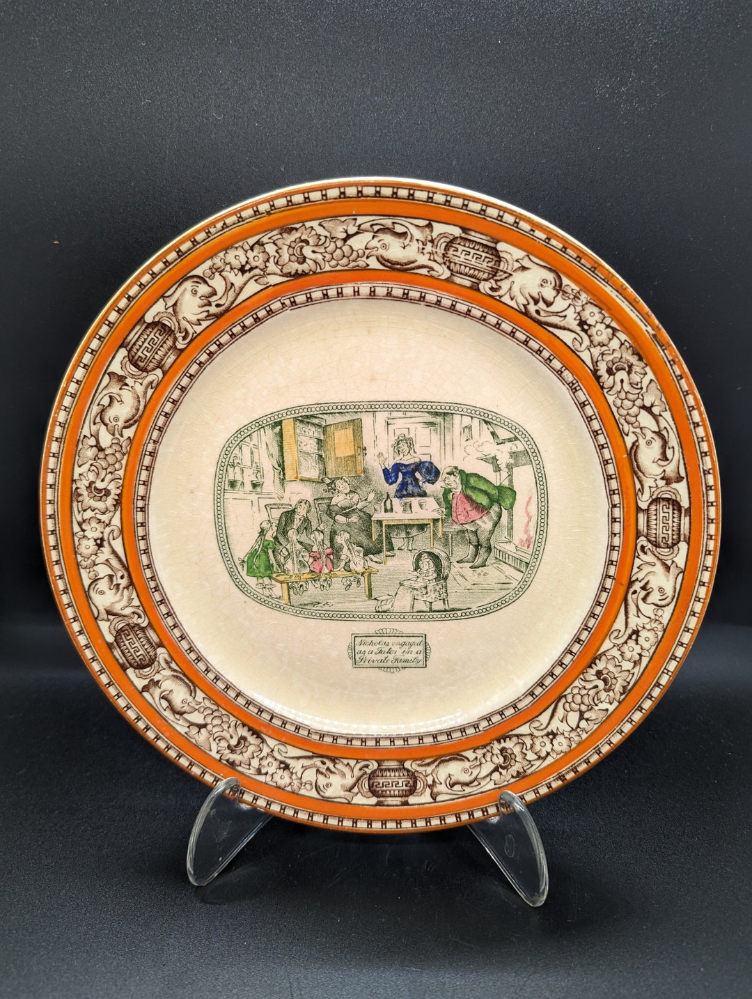 Antique Adams England Plate Featuring Illustration by Nicholas Nickleby ...