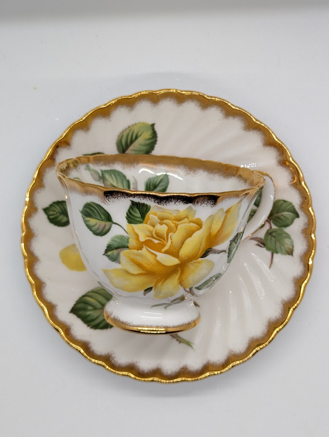 Royal Adderley 'goldilocks' Rose Cup and Saucer - Made in England # ...