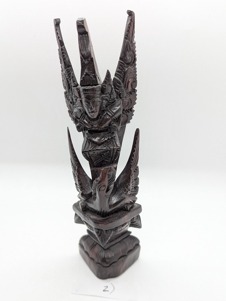 Vintage Carved Vishnu Statue Riding Bird Garuda - Etsy