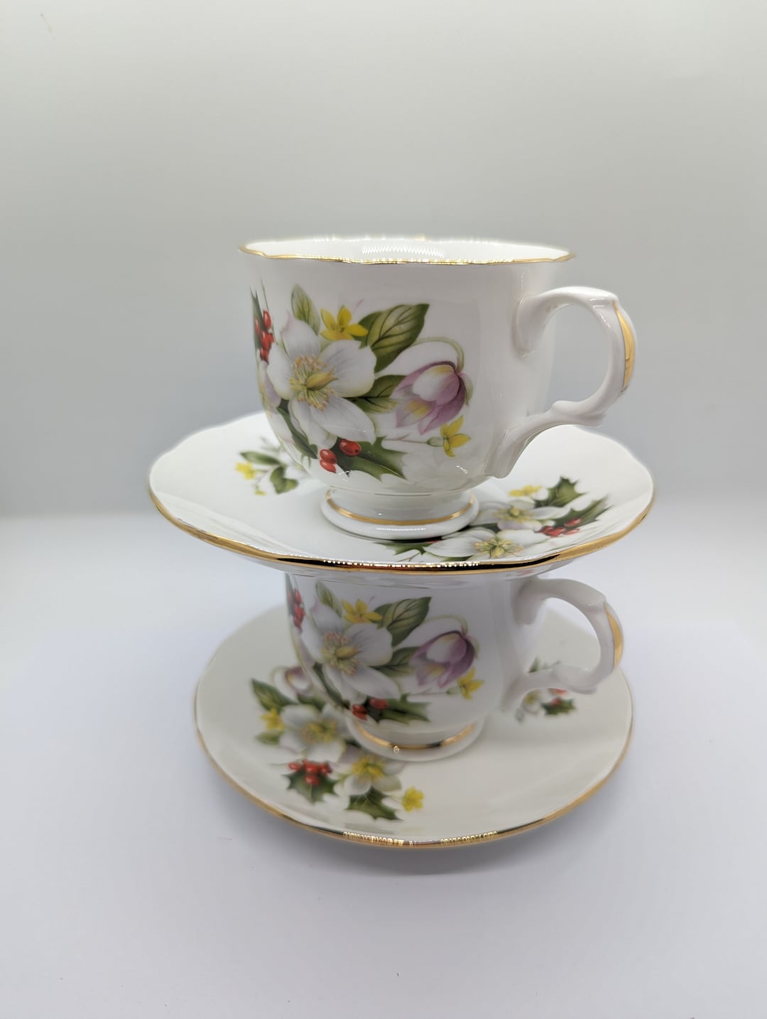 2 Sets - Vintage Sadler Wellington Fine Bone China Footed Cup and ...