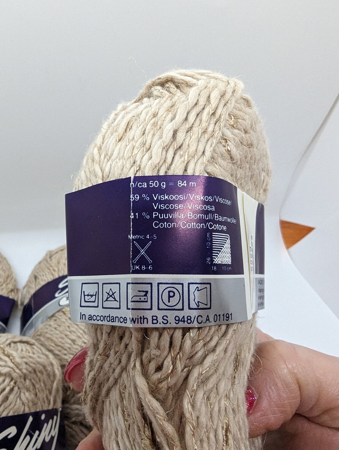 Vintage Lot of 5 Balls Shiny Cotton Blend Yarn by Novita - Made in ...